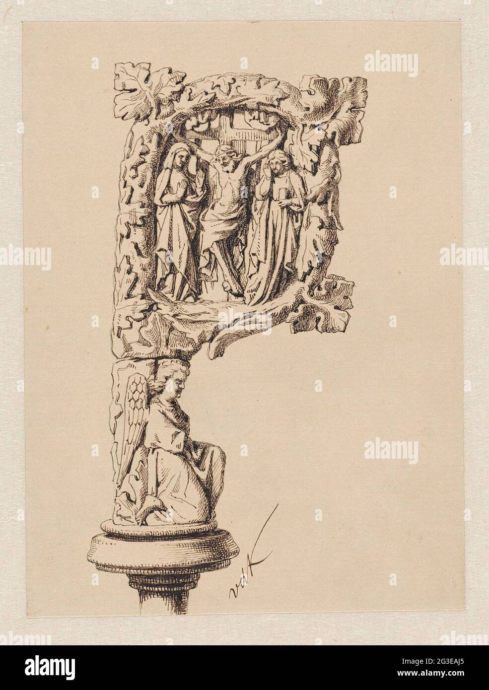 Ivory bishop's staff, with the crucifixion of Christ Stock Photo - Alamy