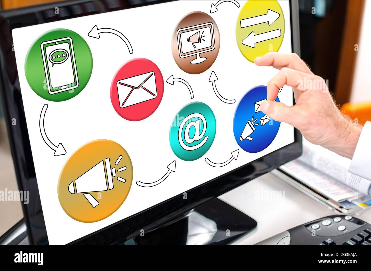 Communication concept shown on a computer screen Stock Photo - Alamy