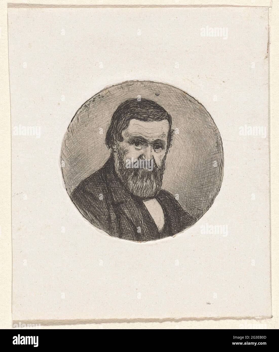 Round portrait of an unknown man with beard. Portrait of an unknown man ...
