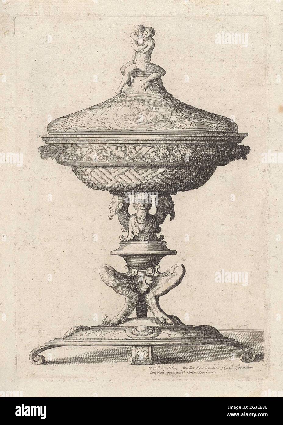 Ornamental jar with each other embracing couple. Design for an ...