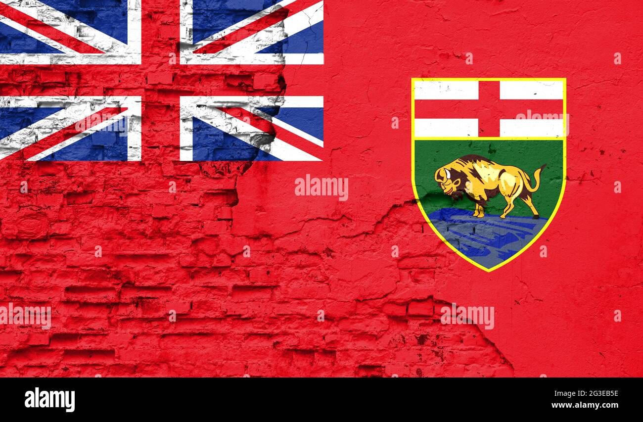 Manitoba flag is painted onto an old brick wall Stock Photo - Alamy
