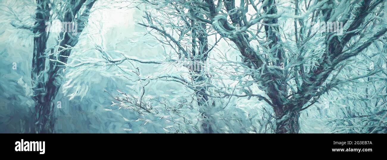 magic frozen trees and painting effect Stock Photo - Alamy