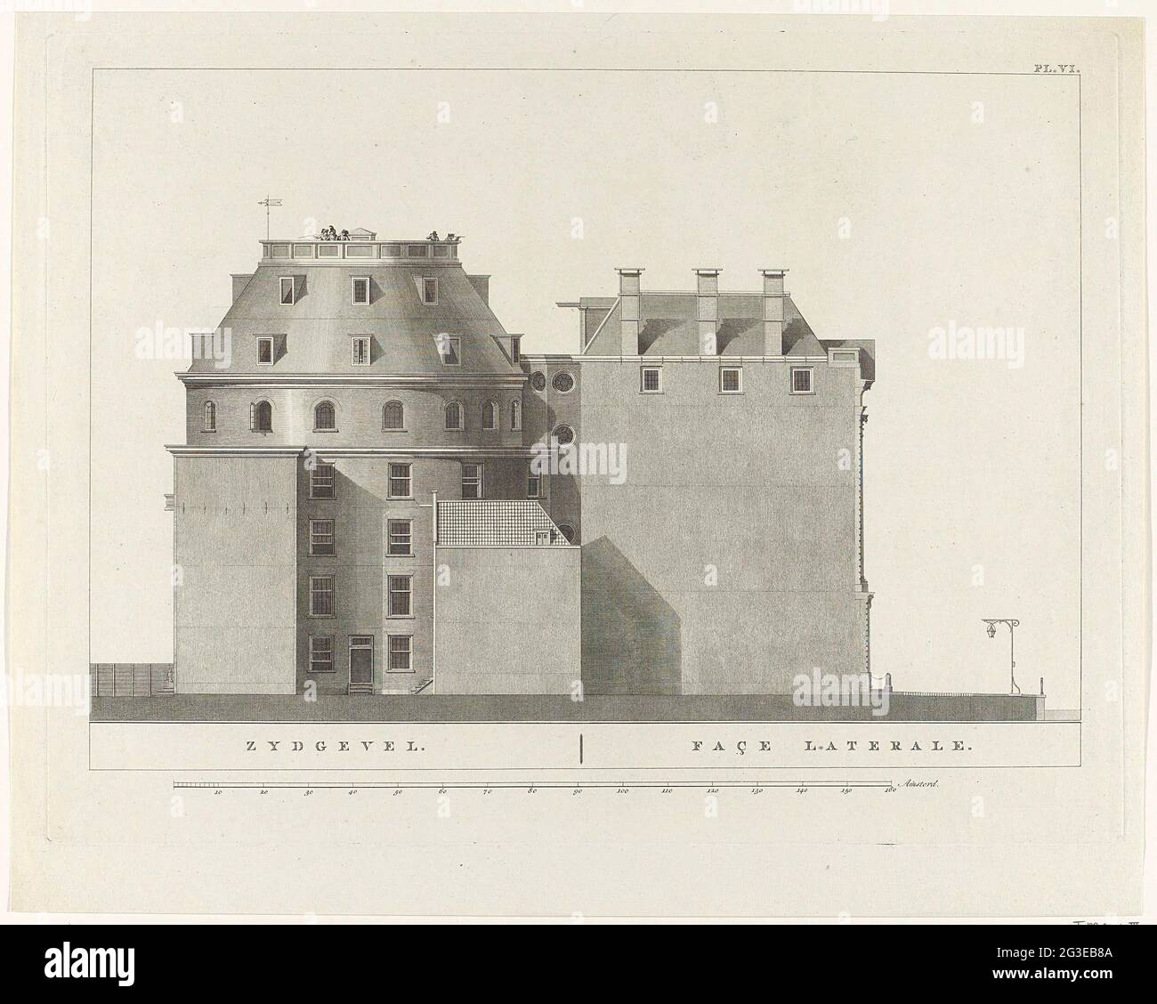 Side wall of Felix Meritis in Amsterdam (pl. VI); Zydgel / façe lateral ...