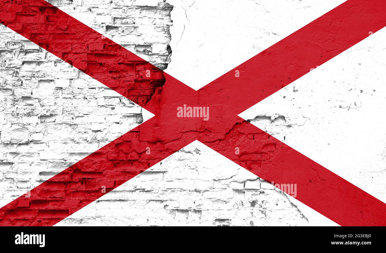 State of Alabama flag is painted onto an old brick wall Stock Photo - Alamy