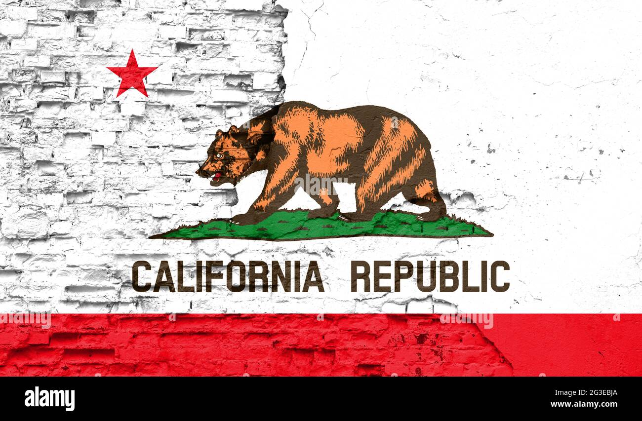 State of California flag is painted onto an old brick wall Stock Photo ...