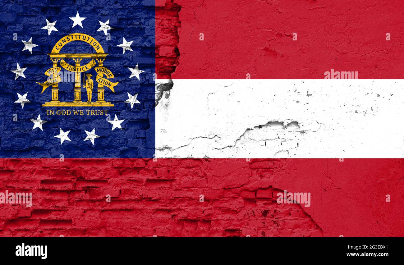 State of Georgia flag is painted onto an old brick wall Stock Photo - Alamy