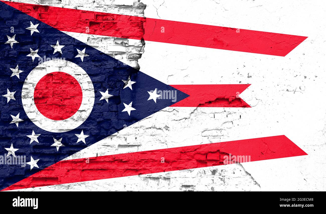 State of Ohio flag is painted onto an old brick wall Stock Photo - Alamy
