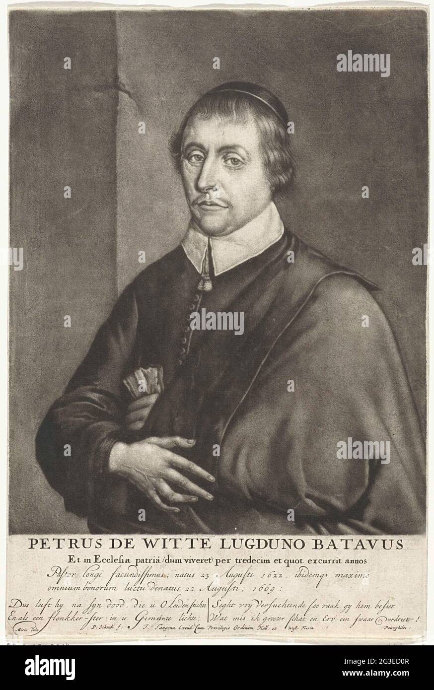 Portrait of Pieter de Witte. The Leiden preacher Pieter de Witte Stock ...