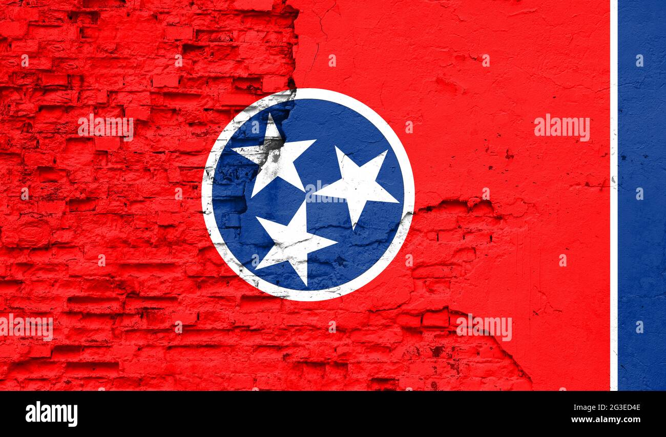 State of Tennessee flag is painted onto an old brick wall Stock Photo ...
