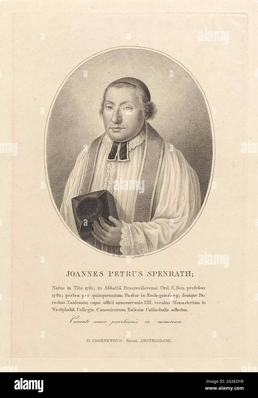 Portrait of the German Catholic Theologian Johannes Petrus Spenrath ...