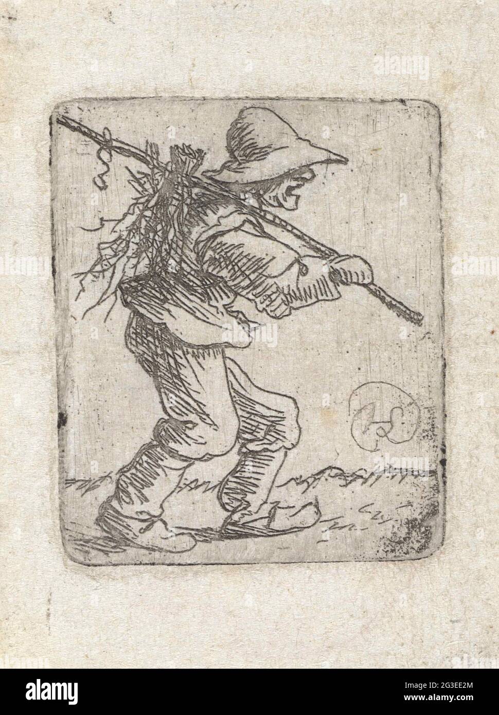 Running farmer with branches forest over the shoulder Stock Photo - Alamy