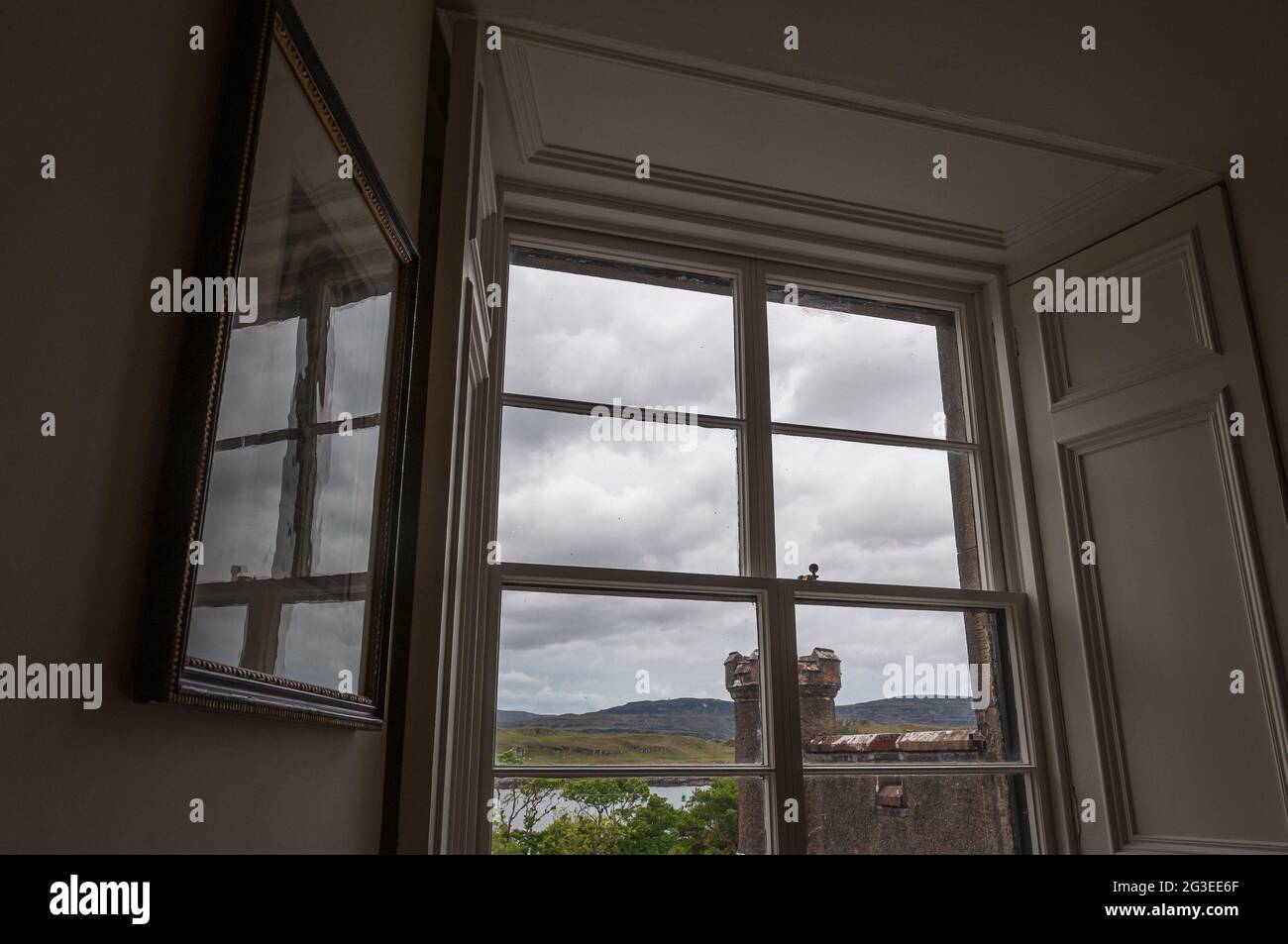 View from a window of Dunvegan castle, residence of the MacLeod clan ...