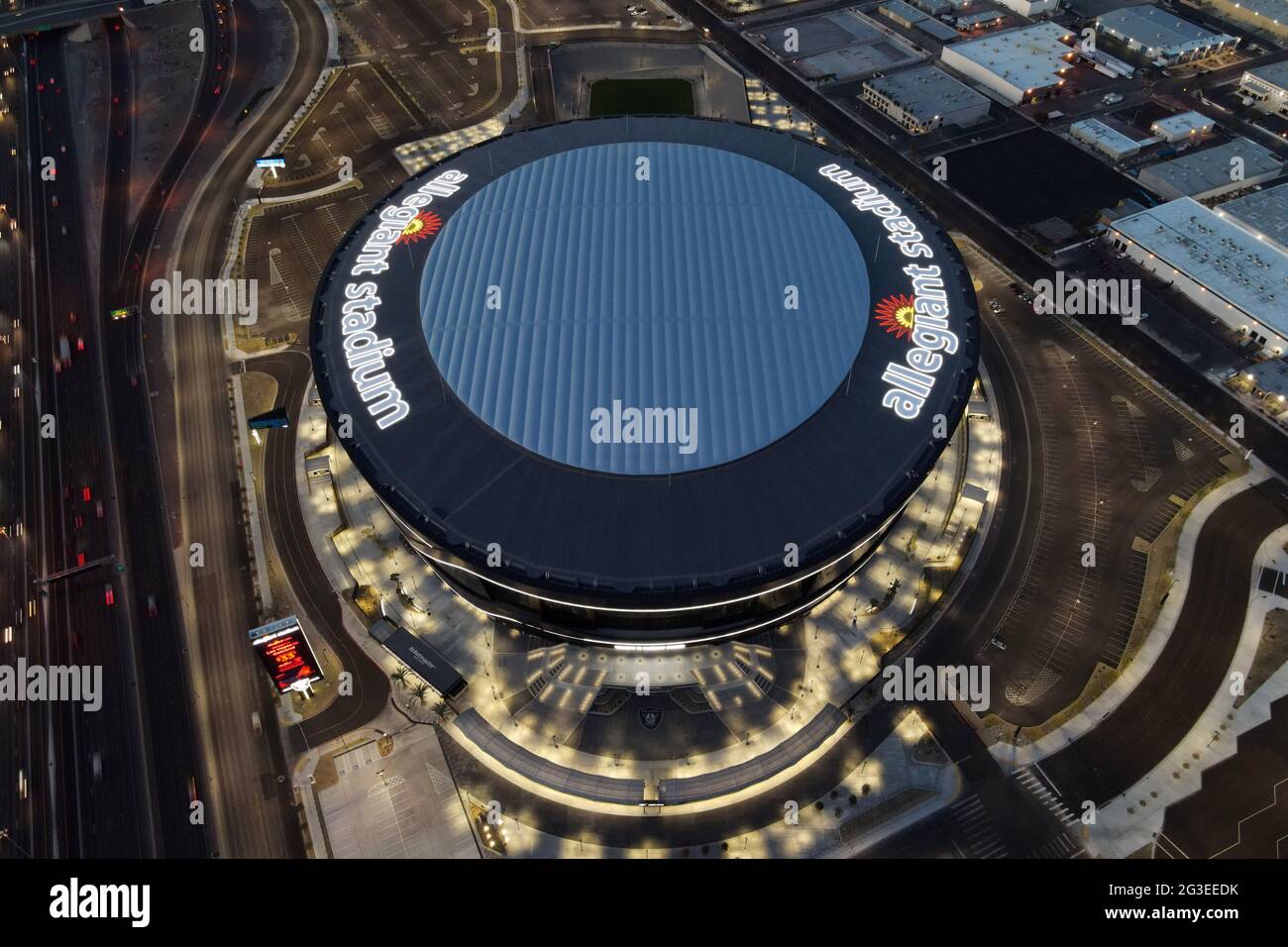 An aerial view of Allegiant Stadium, Monday, March 8, 2021, in Las ...