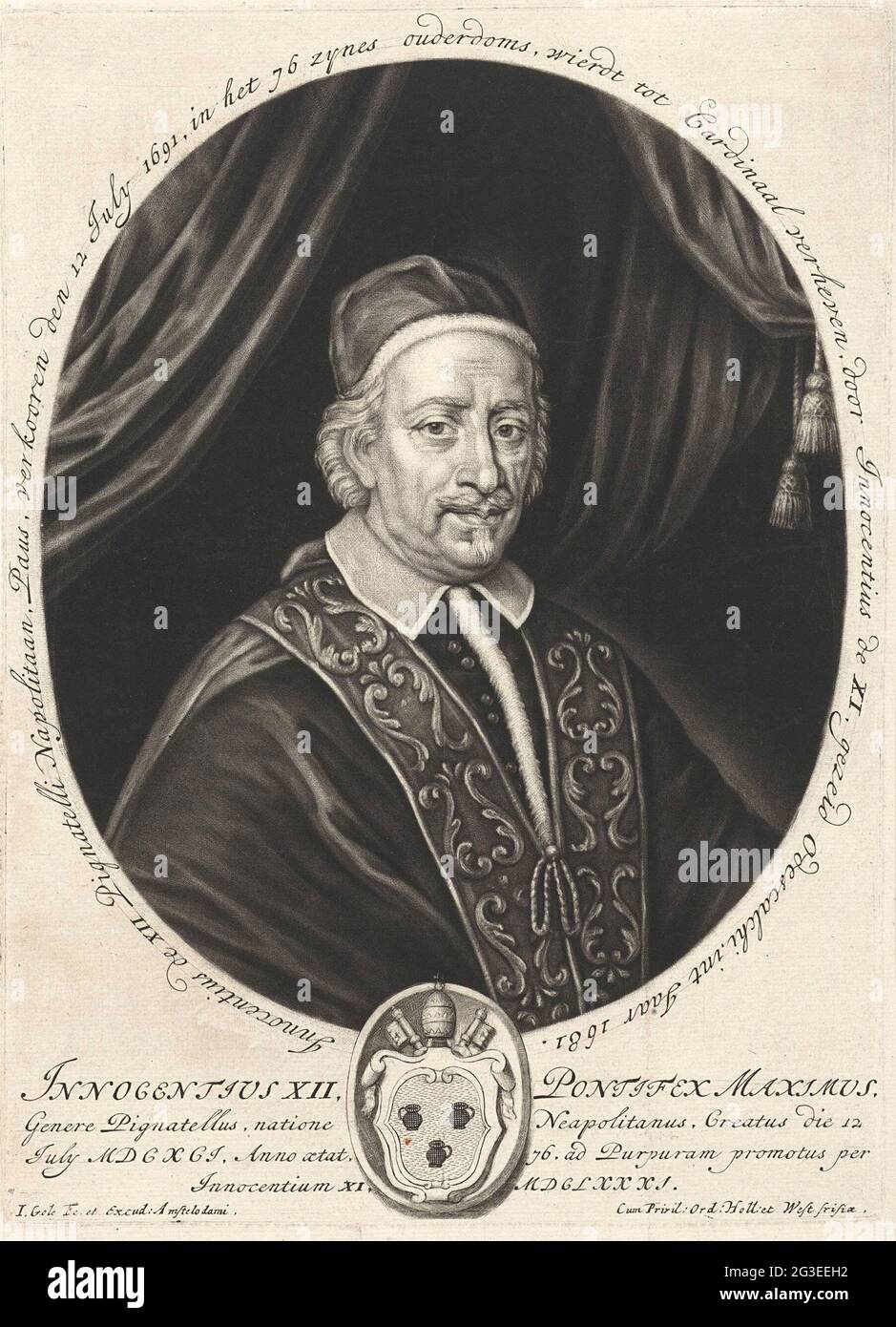 Portrait of Pope Innocent XII. Pope Innocent XII at the age of 76. In ...