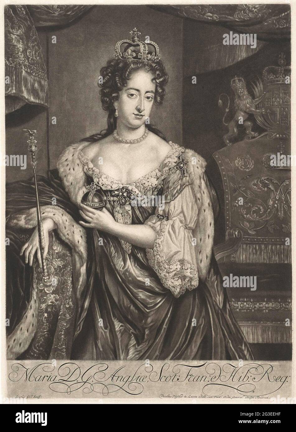 Portrait of Queen Maria II Stuart. Maria II Stuart, Queen of England ...
