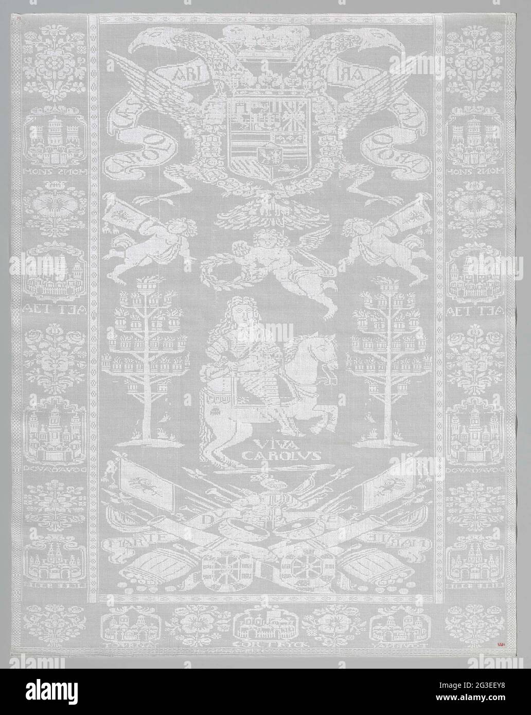 Napkin of Linnendamast with Charles VI of Habsburg .. White Linen ...