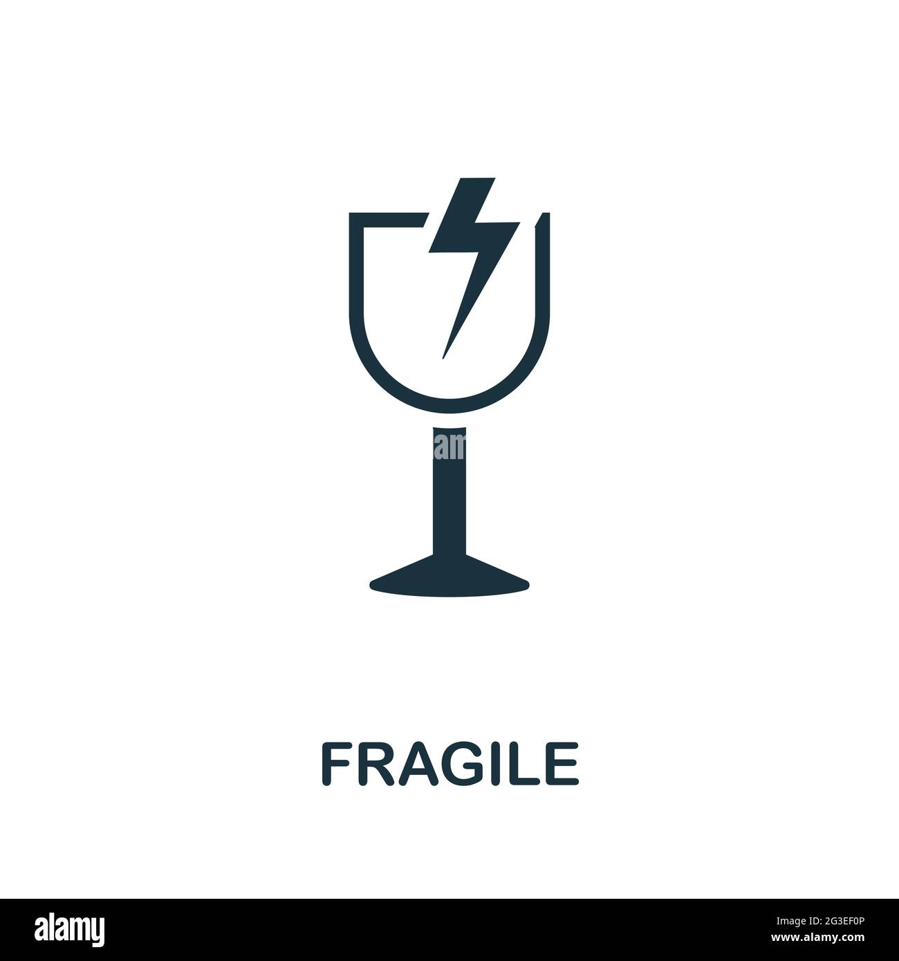 Fragile icon. Monochrome simple element from packaging collection ...