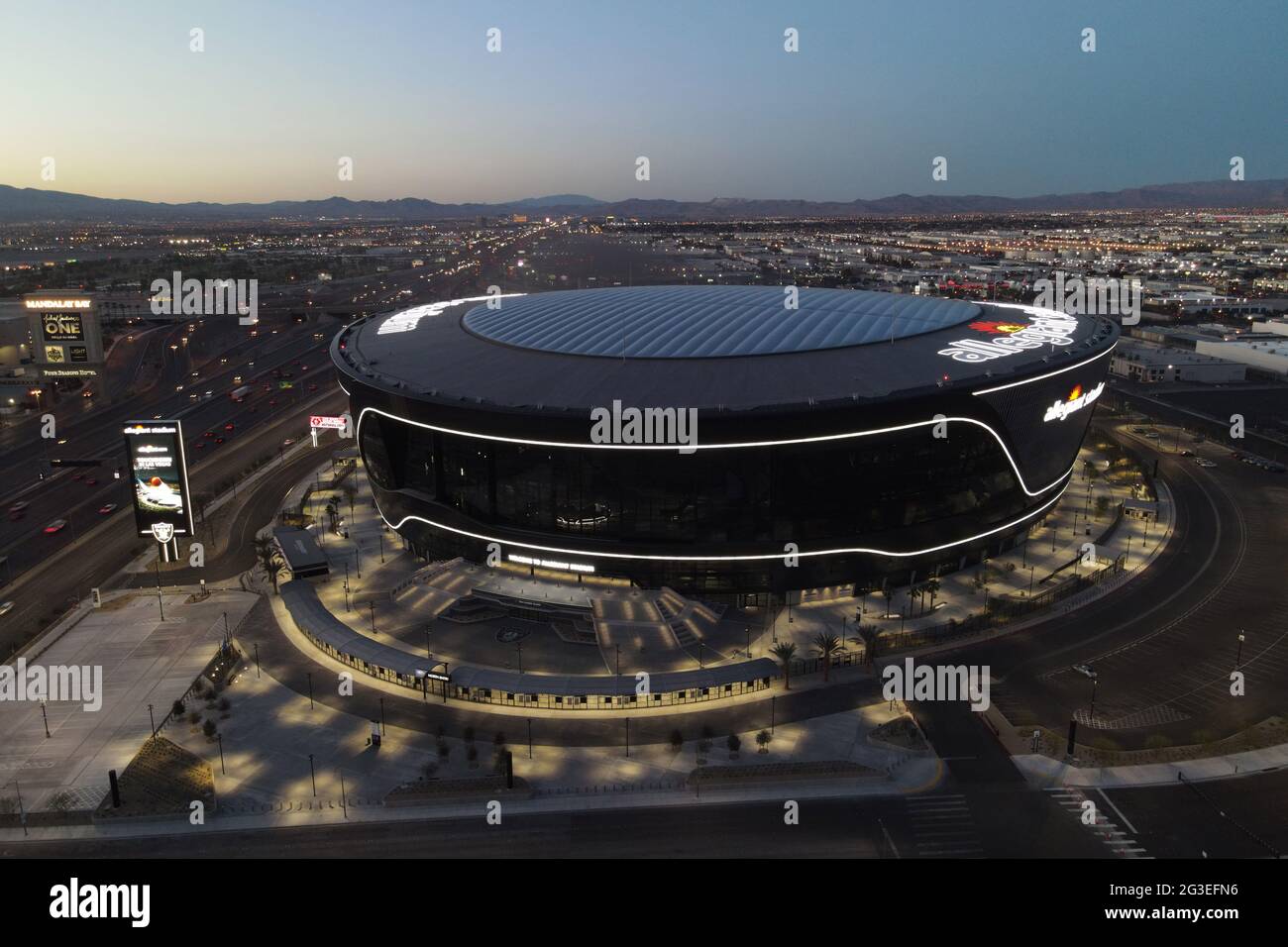 An aerial view of Allegiant Stadium, Monday, March 8, 2021, in Las ...
