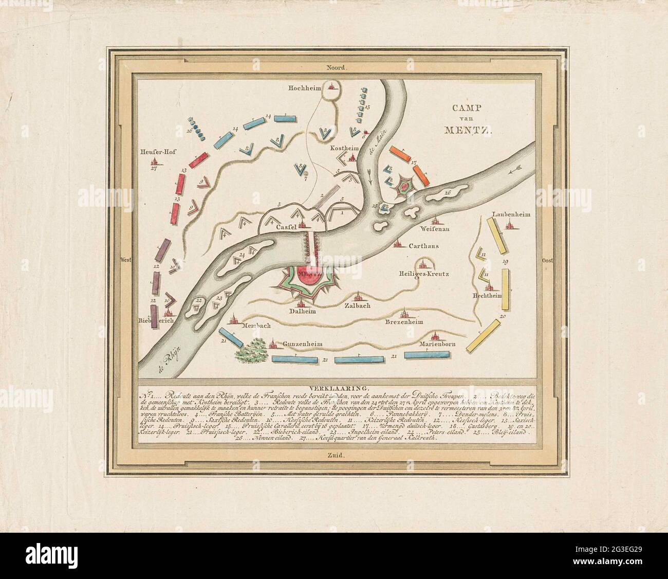 Map of Mainz Siege through German armies, 1793; Camp from Mentz ...