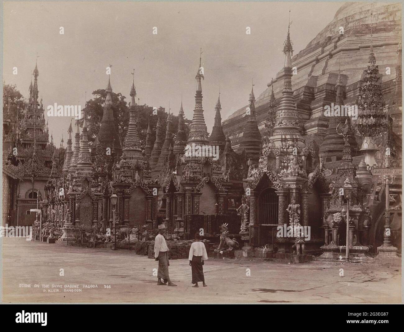 Two people for the Shwedagon pagoda, rangoon; Scene on the Shwe Dagon ...