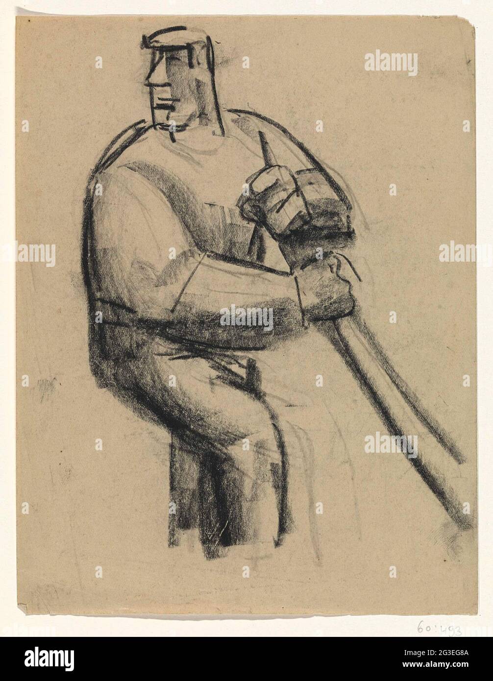 Study sheet with man with stick in hand Stock Photo - Alamy