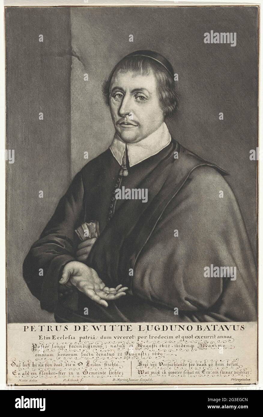 Portrait of Pieter de Witte. The Leiden preacher Pieter de Witte Stock ...