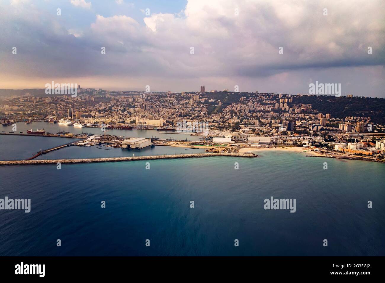 Beautiful panorama of Haifa Bay and Port on the Mediterranean Coast of ...