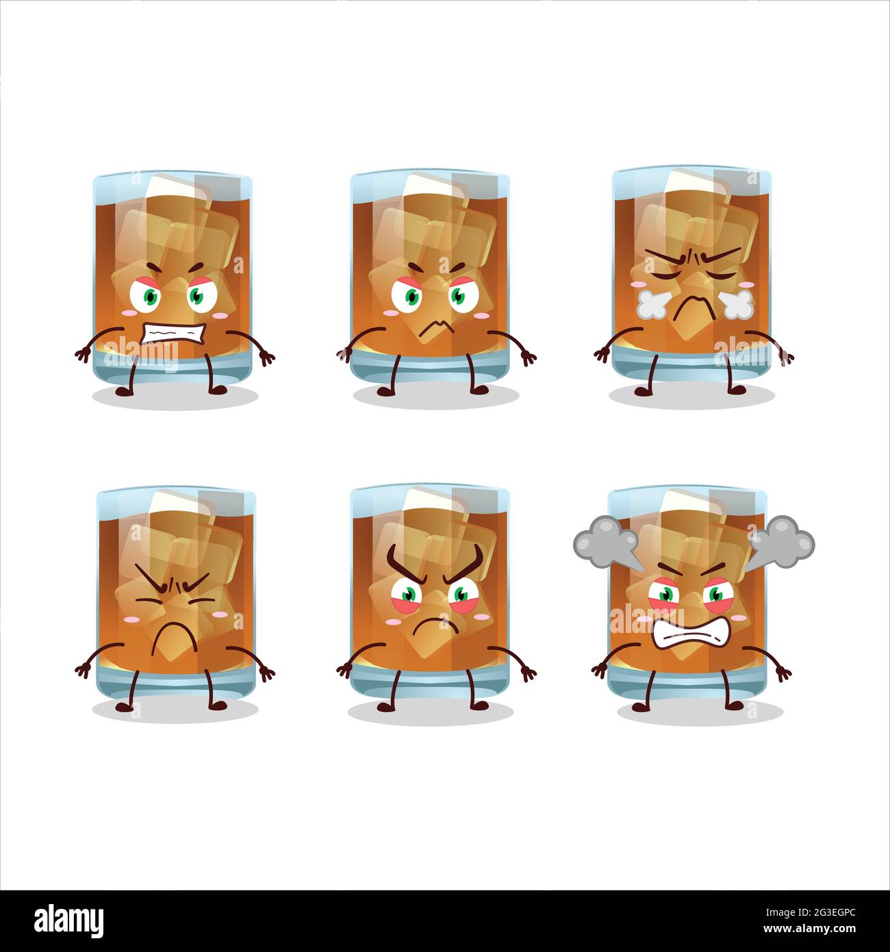 Whiskey cartoon character with various angry expressions. Vector ...