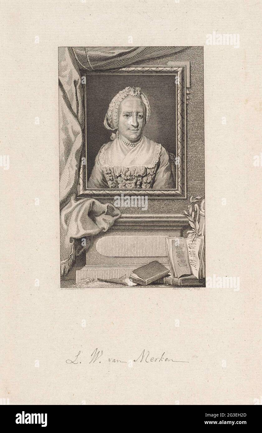Portrait of Lucretia Wilhelmina from brands. Portrait of the Dutch poet ...