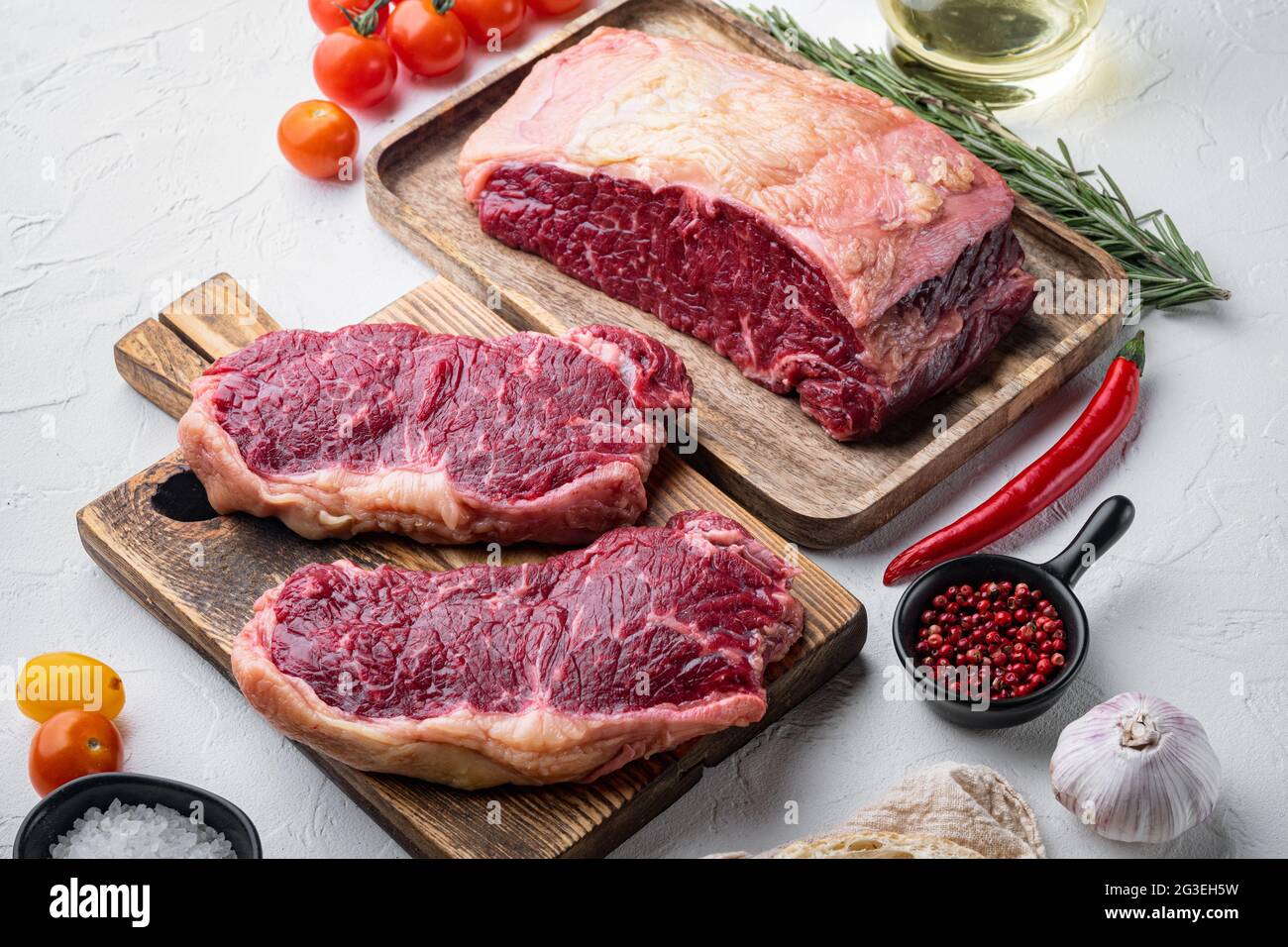 Top loin, fresh organic beef meat cut, on white background Stock Photo ...