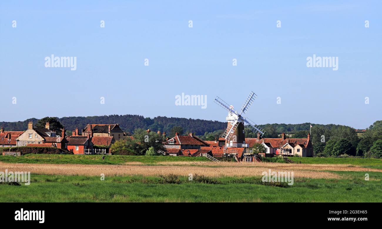 A view of Cley Next the Sea with landmark Windmill from the Norfolk ...