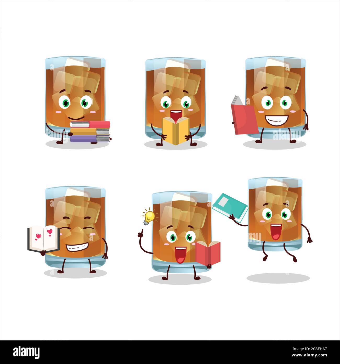 A picture of whiskey cartoon character concept reading an amusing book ...
