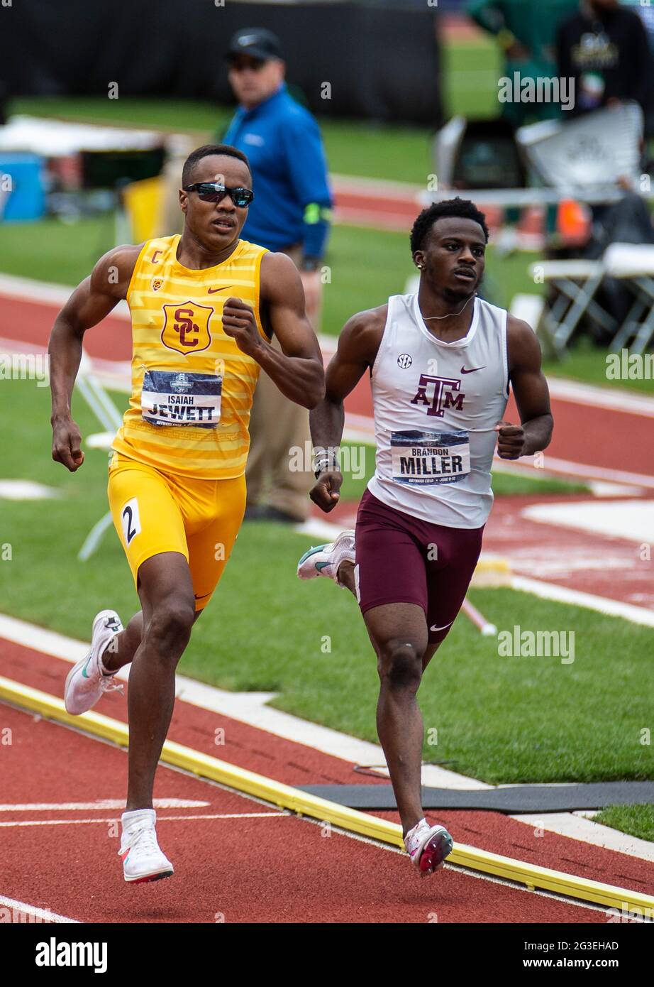 Eugene, OR U.S. 11th June, 2021. A. USC Isaiah Jewett and Texas A&M ...
