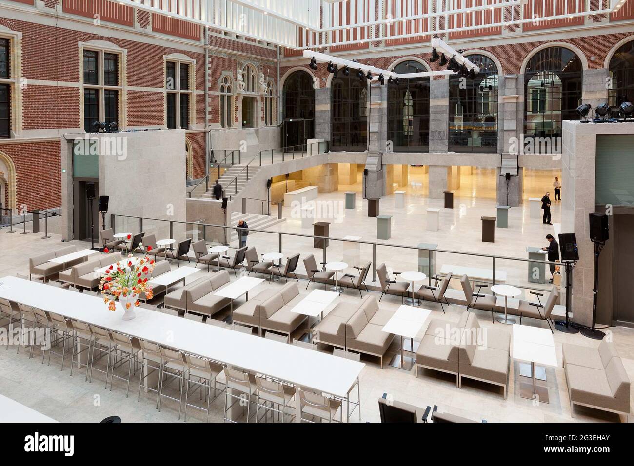 The cafe in the eastern atrium. Overview of the café just before the ...