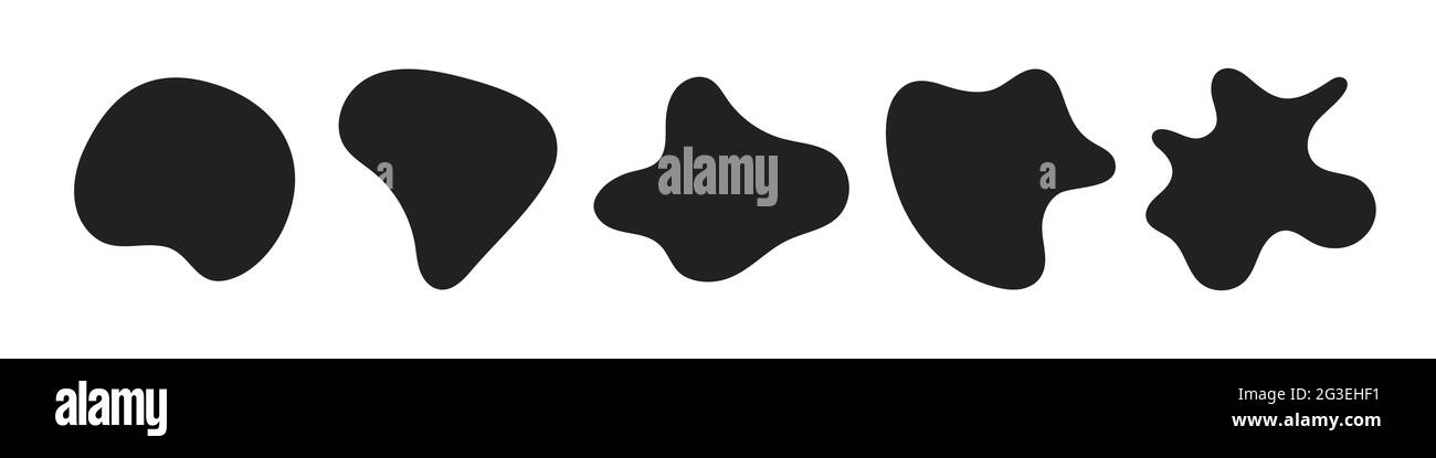 Random abstract liquid organic black irregular blotch shapes flat style ...