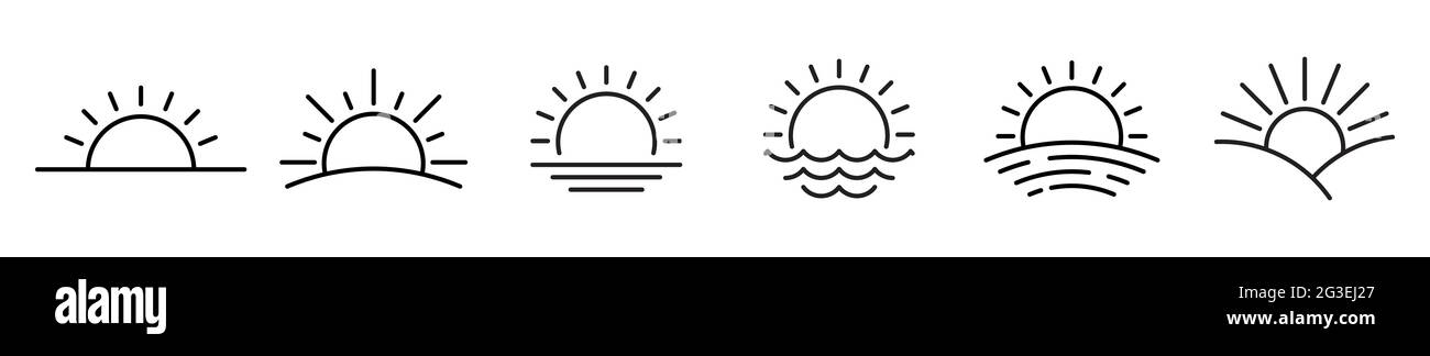 Sunset icon. Sun line icons. Vector illustration. Sunrise vector icons ...