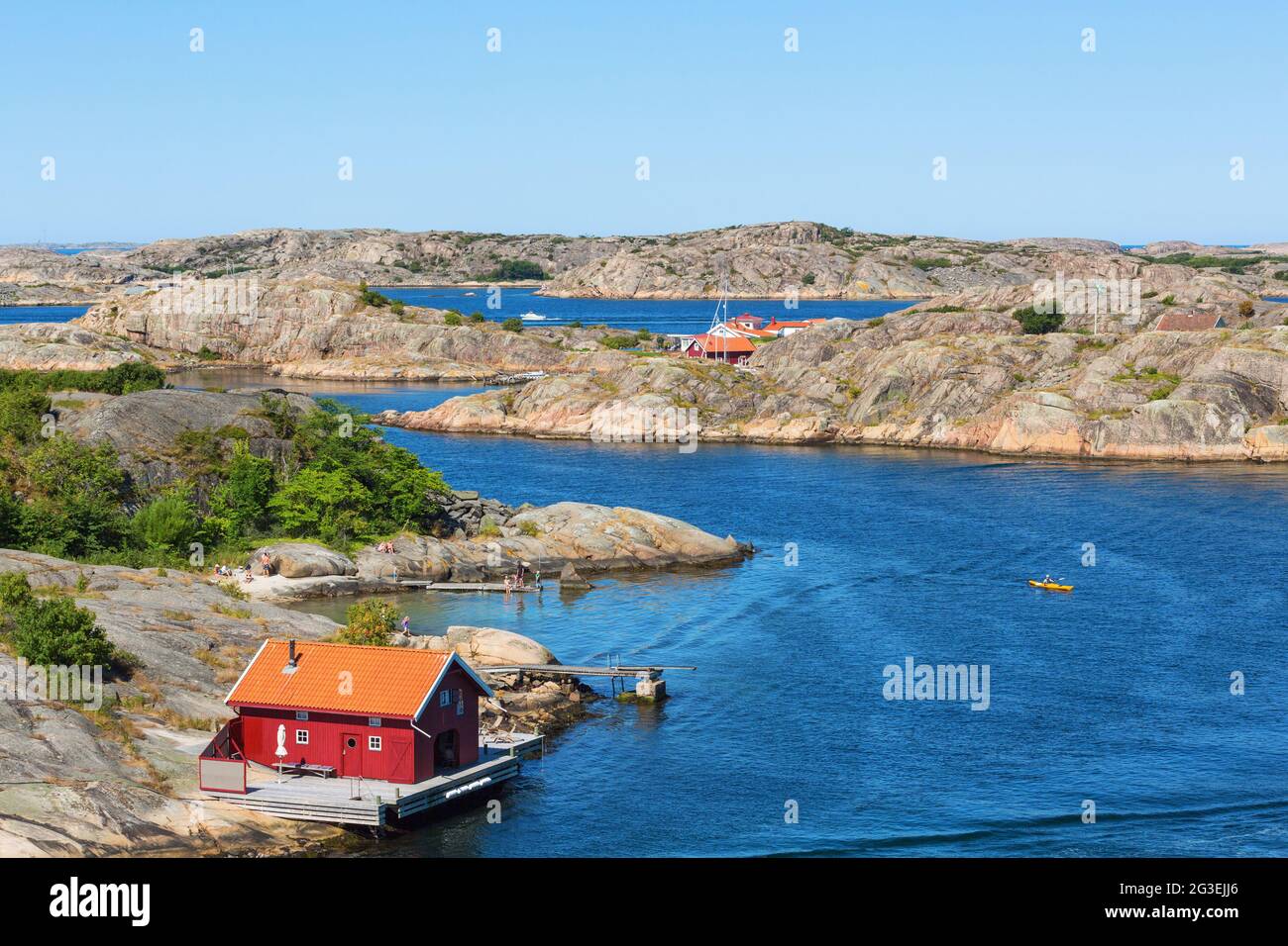 Red boathouse by the sea hi-res stock photography and images - Alamy
