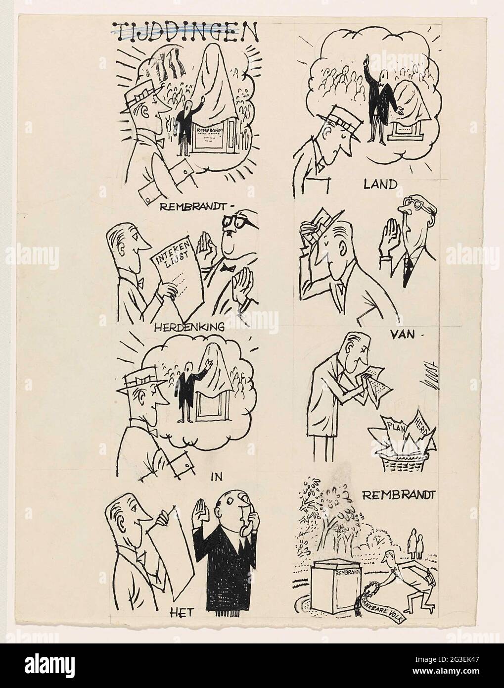 Cartoon on the forgive collection of money for a statue of Rembrandt ...