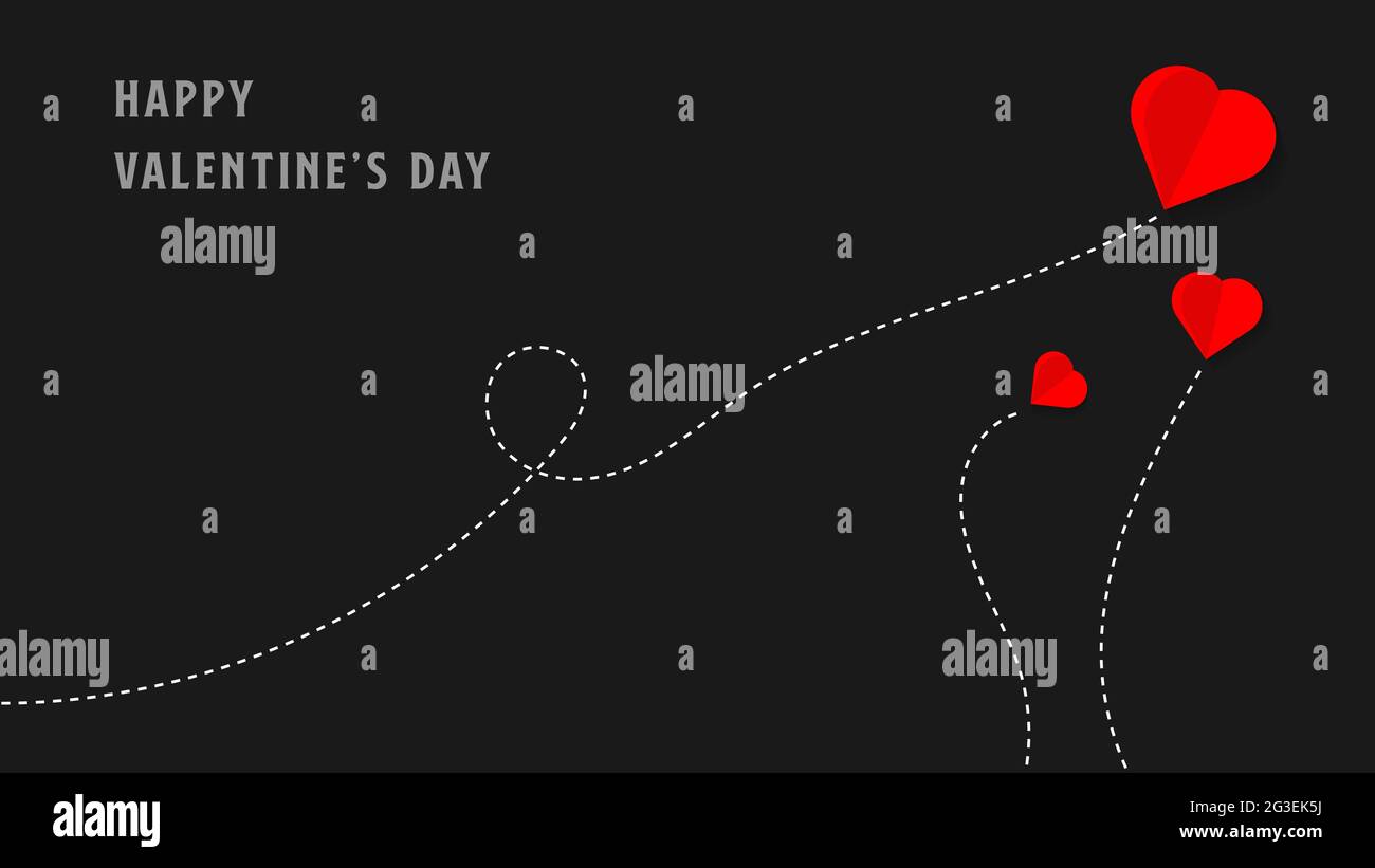 Simple paper art of love valentine day vector illustration with black ...