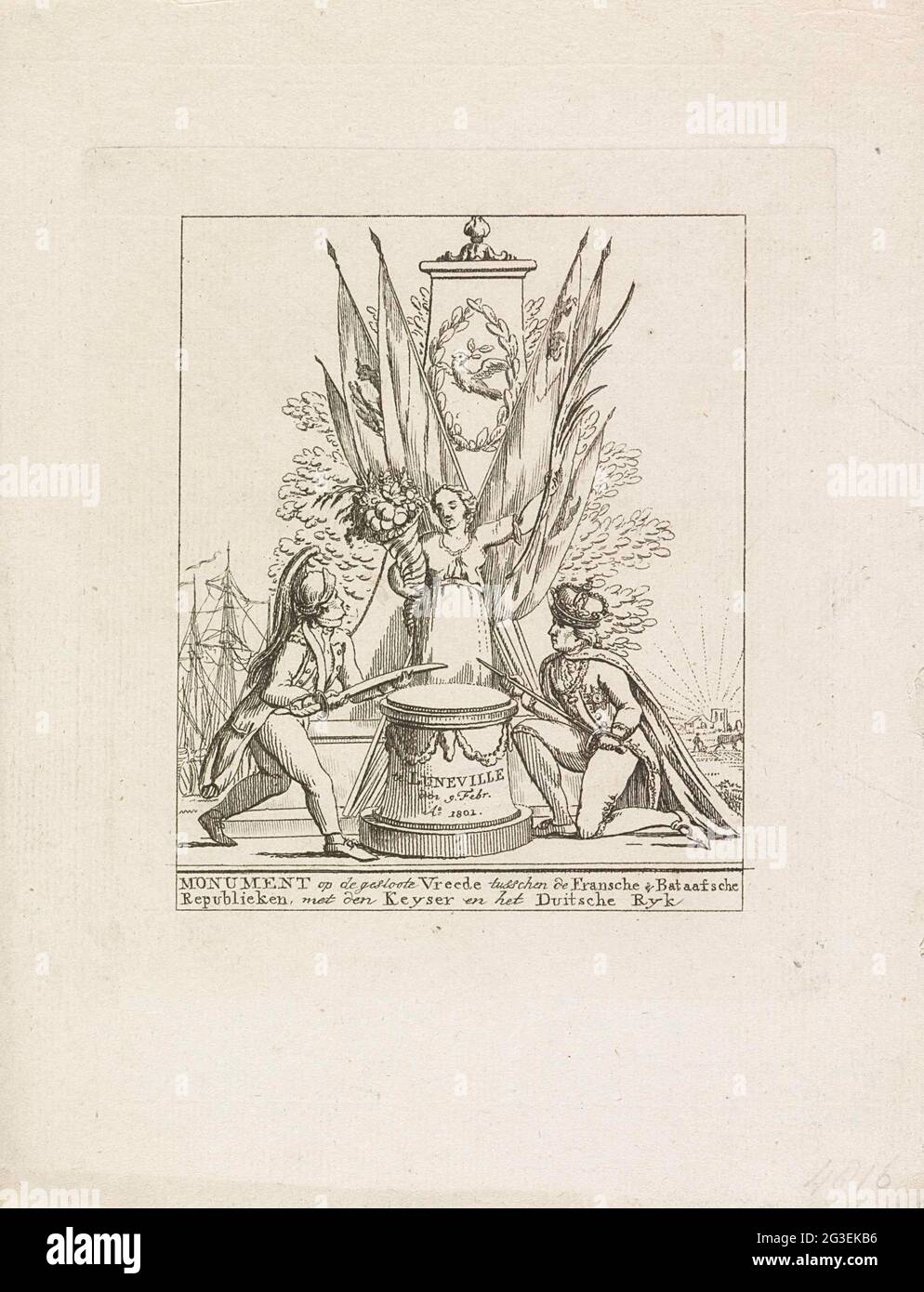 Allegory on the Peace of Lunéville, 1801; Monument to the enclosed ...