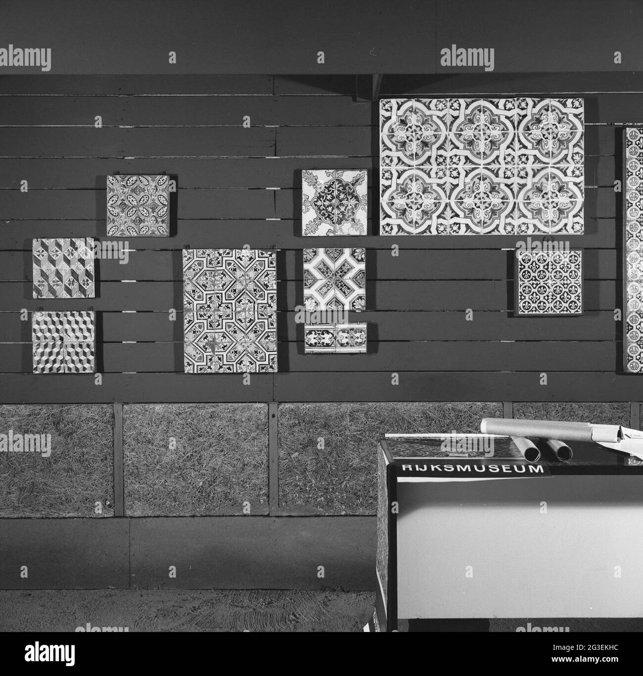 Wall with tiles; Exhibition tiles from own ownership Stock Photo - Alamy