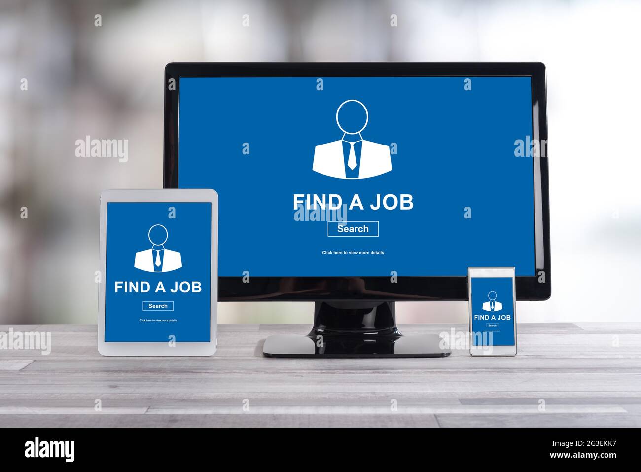 Job search concept shown on different information technology devices ...