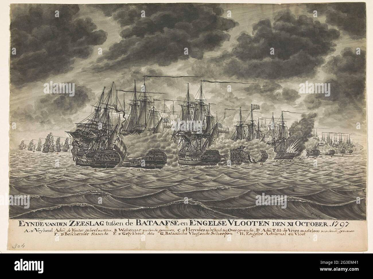 End of the sea battle at Kamperduin, 11 October 1797; Eynde van den ...