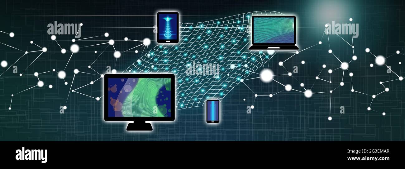 Illustration of a device connection concept Stock Photo - Alamy