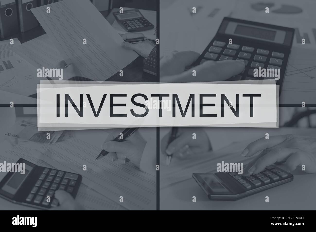 Investment concept illustrated by pictures on background Stock Photo ...