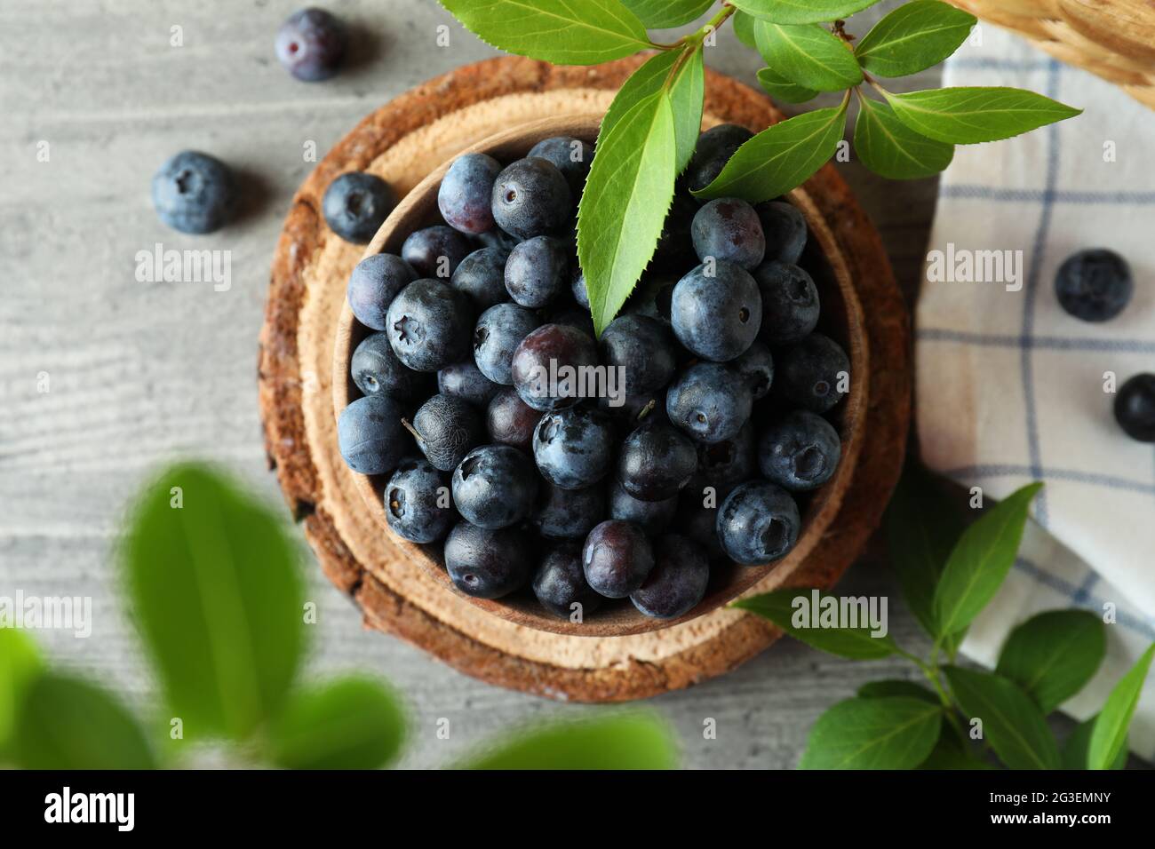 Fresh berry concept with blueberry on gray textured table Stock Photo ...