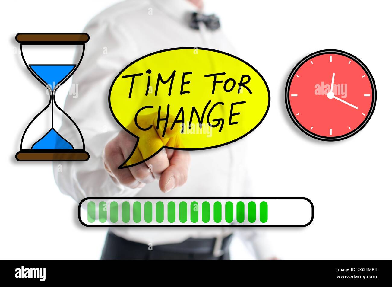 Time for change concept shown by a man in background Stock Photo - Alamy
