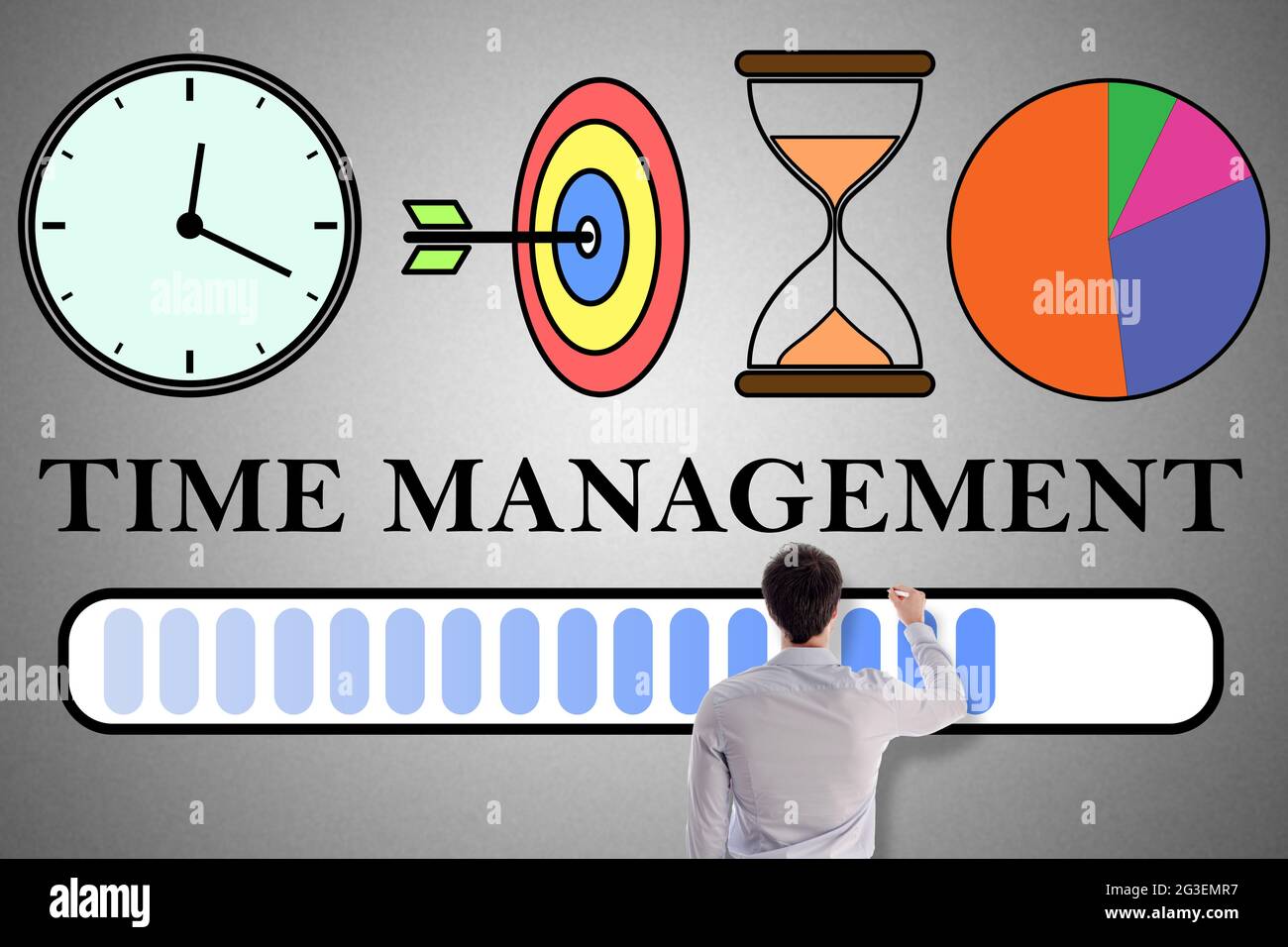 Time management concept drawn by a businessman Stock Photo - Alamy