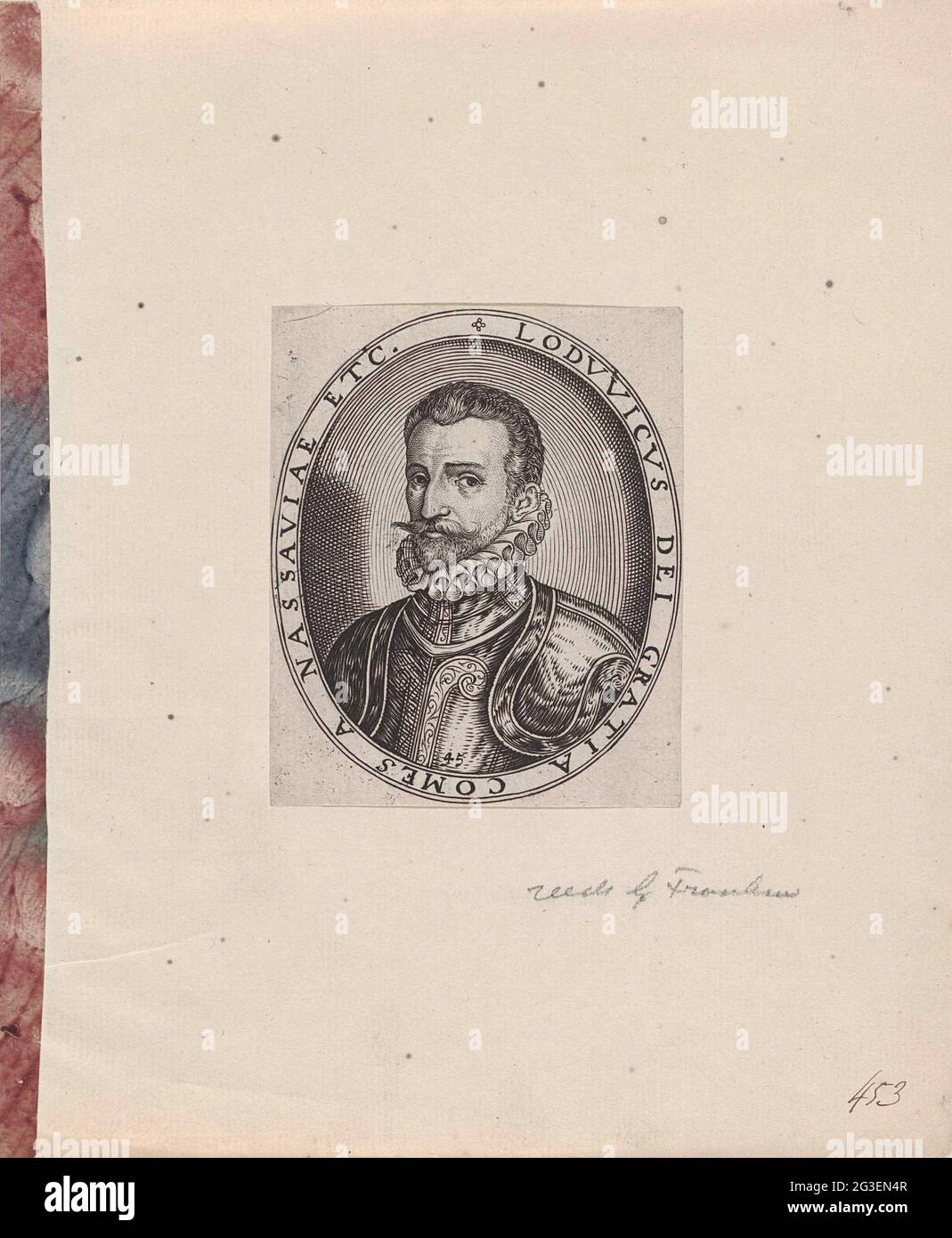 Portrait of Louis, Count of Nassau. Portrait of Louis in an oval with ...