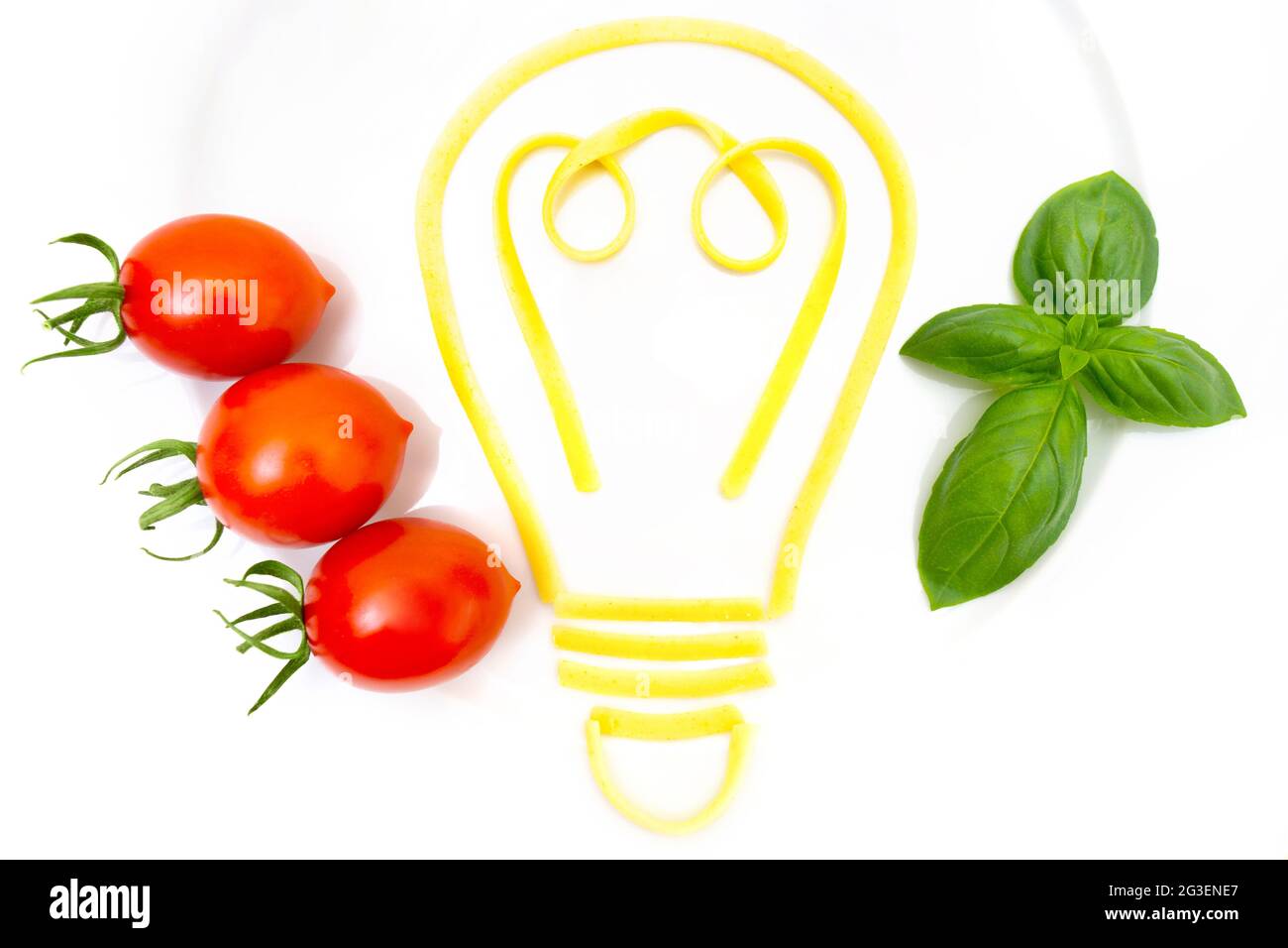 Creative cooking ideas: light bulb symbol made from pasta, cherry ...